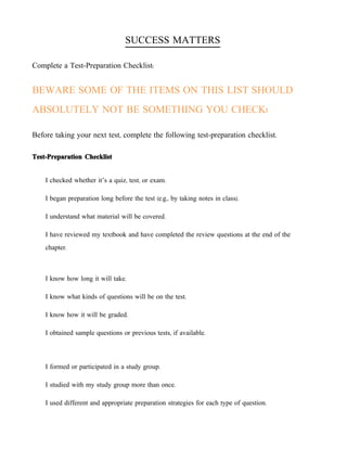Test Taking Checklist | DOC