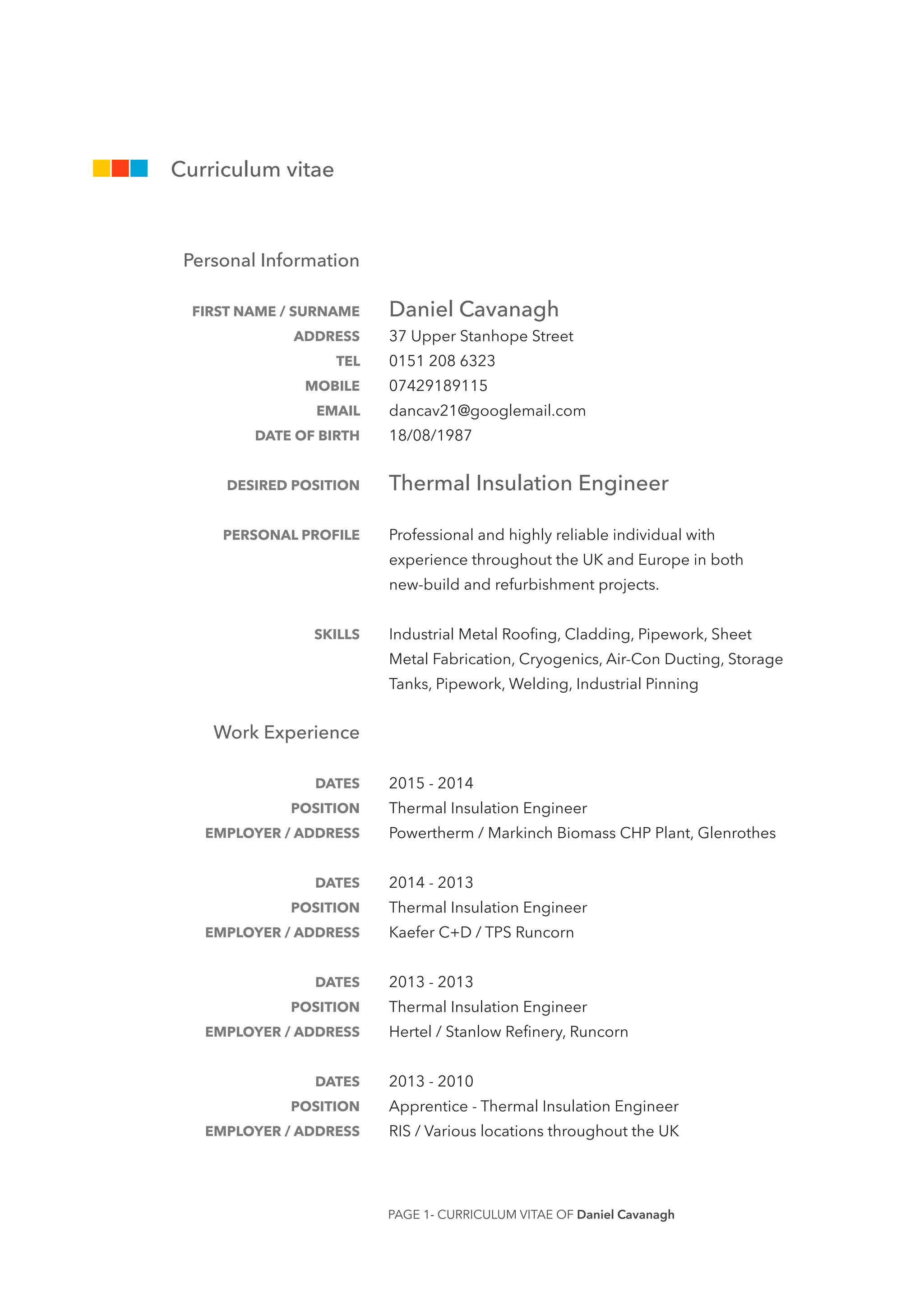DanielCV.pages | PDF
