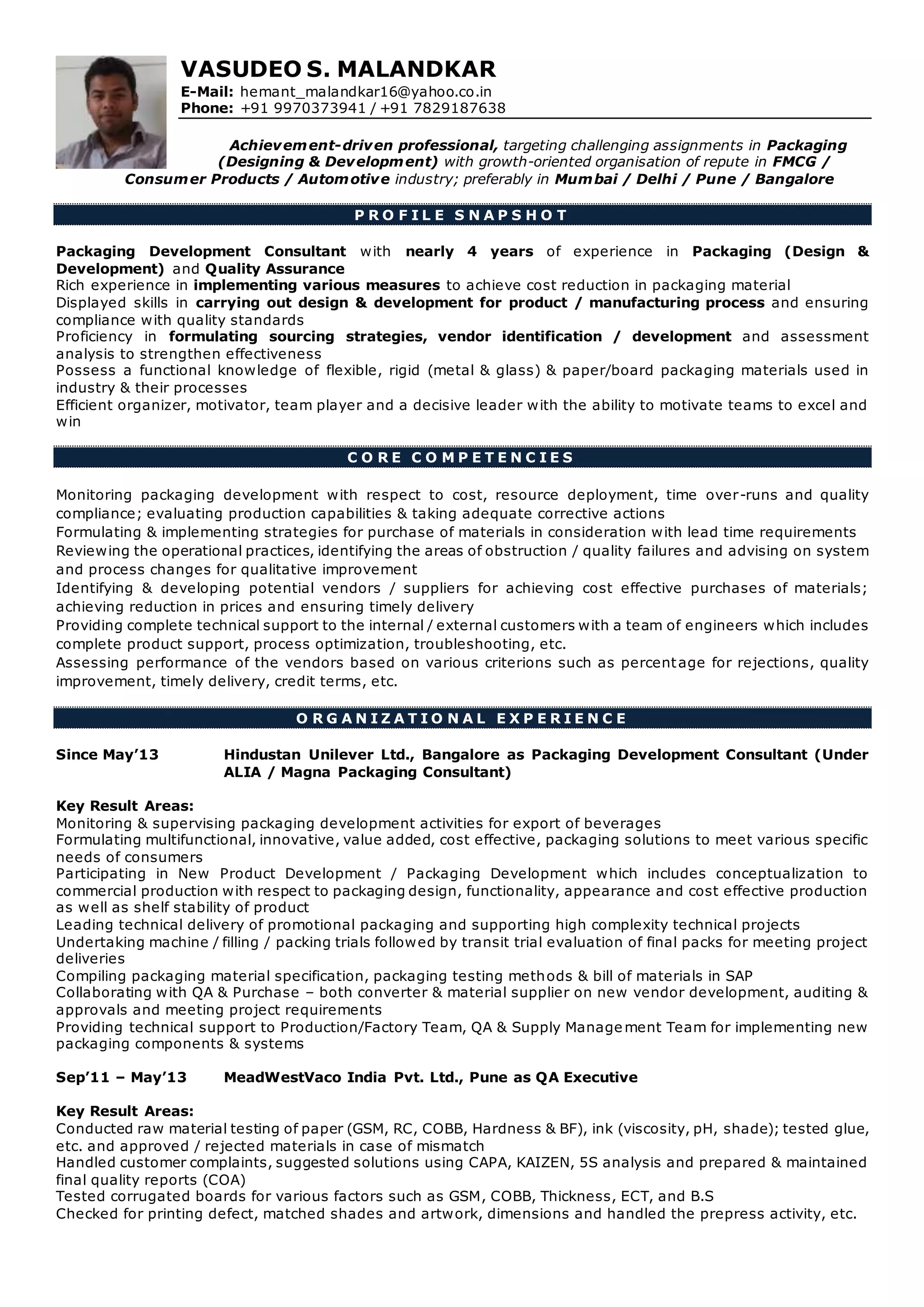 Vasudeo Malandkar- Resume | DOCX