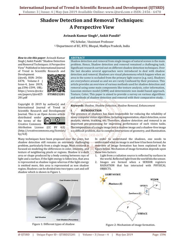 Shadow Detection and Removal Techniques A Perspective View | PDF