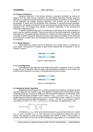 Pairwise Sequence Alignment between HBV and HCC Using Modified Needleman-Wunsch Algorithm | PDF