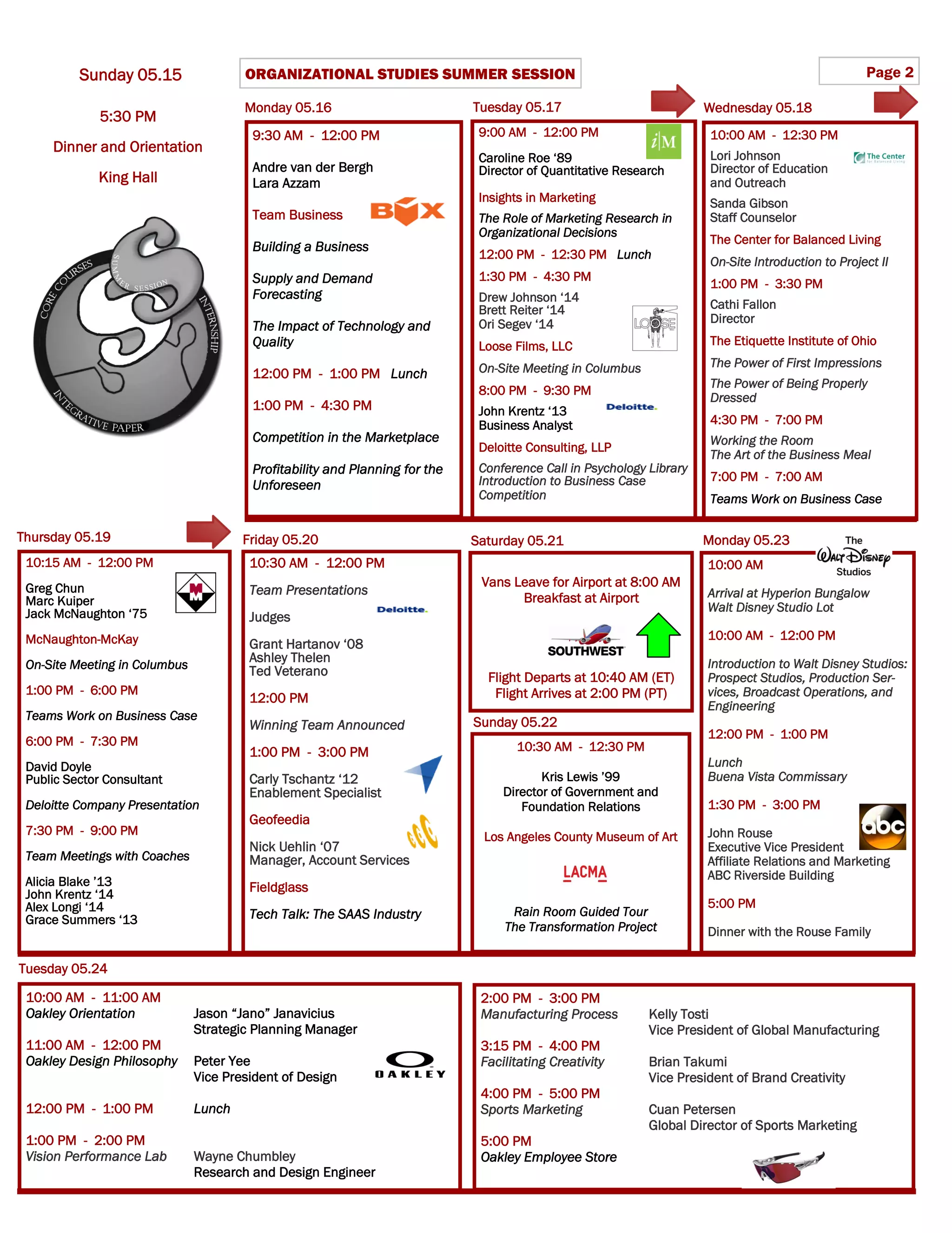 Org studies schedule | PDF
