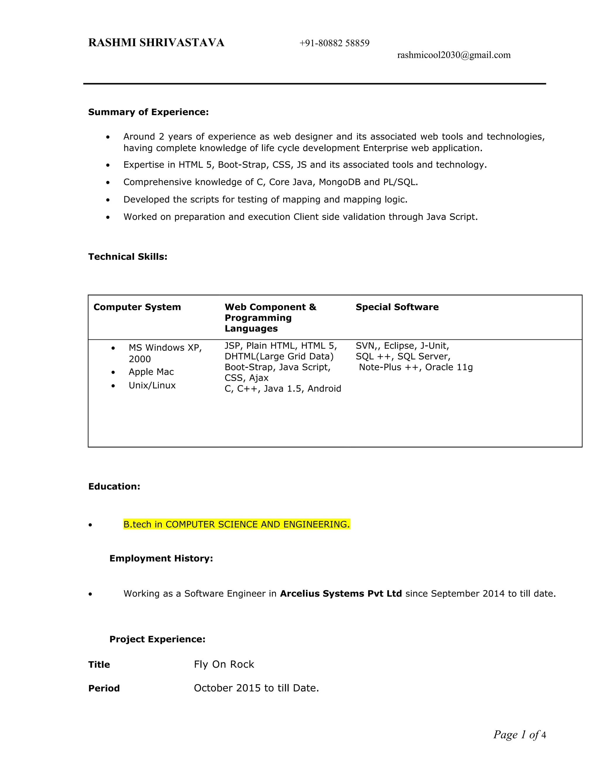 Resume | DOC | Web Development | Internet