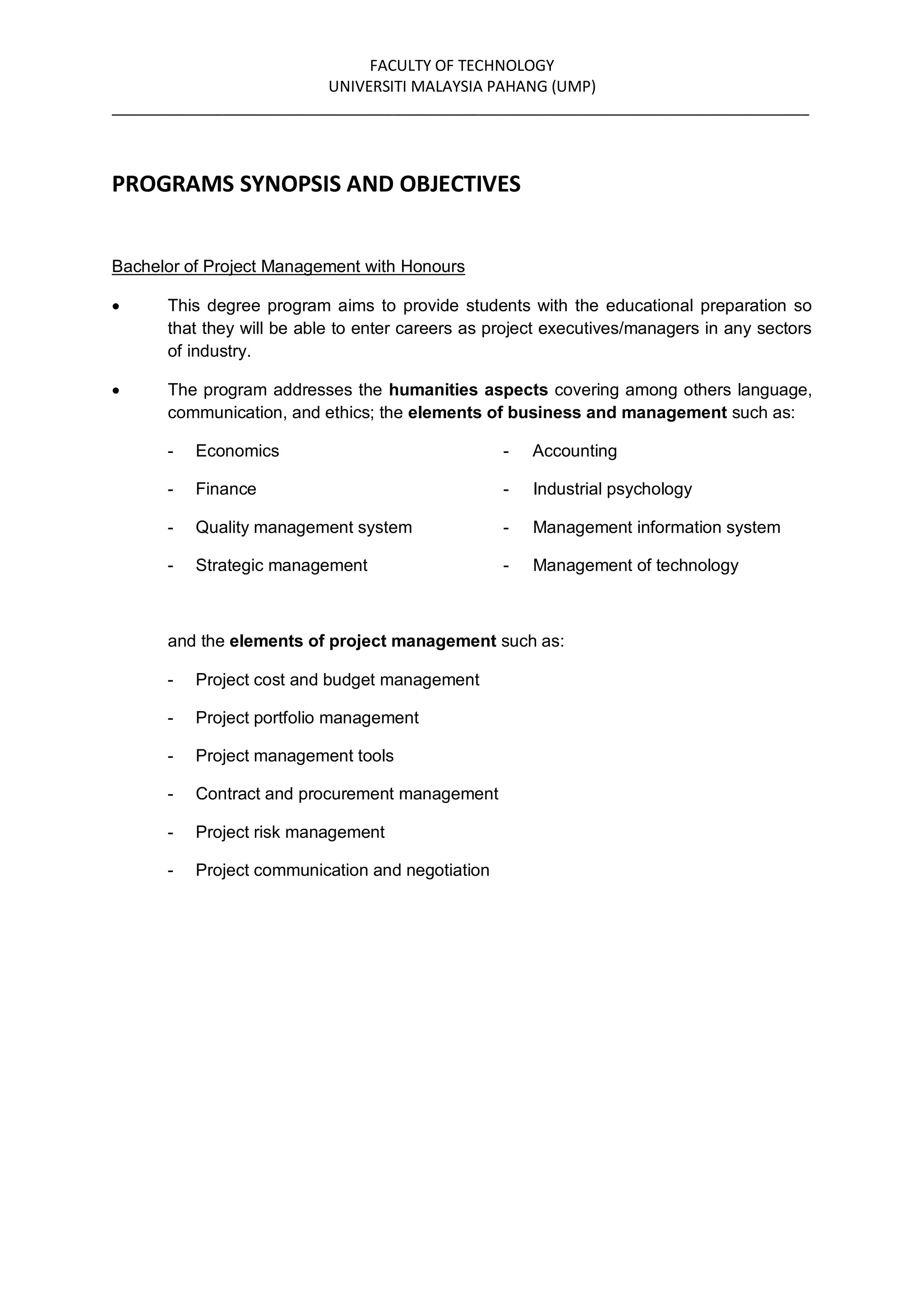 Prgrammes_Synopsis_and_Objectives | PDF