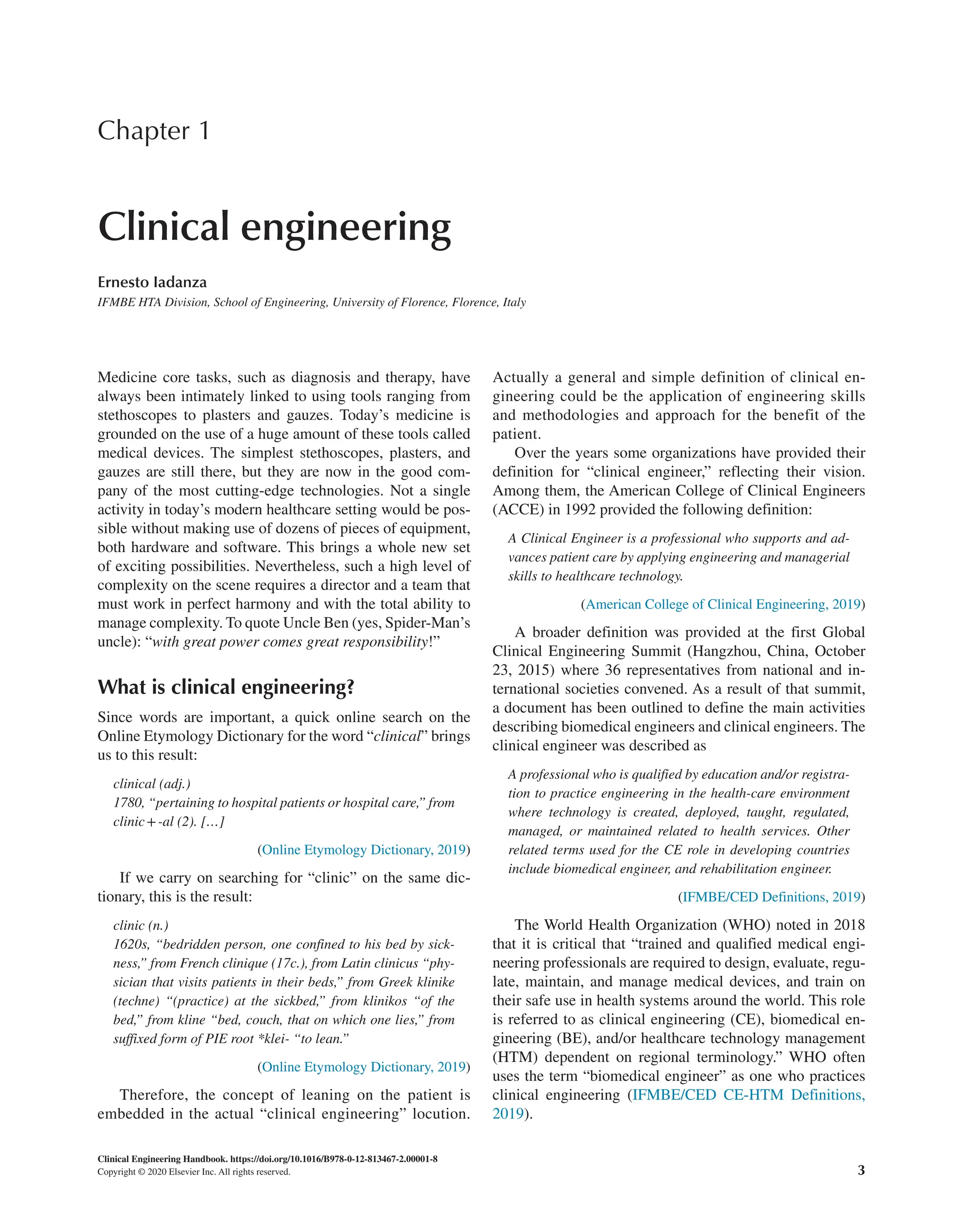 Clinical Engineering Handbook 2nd Edition Ernesto Iadanza (Ed.) | PDF