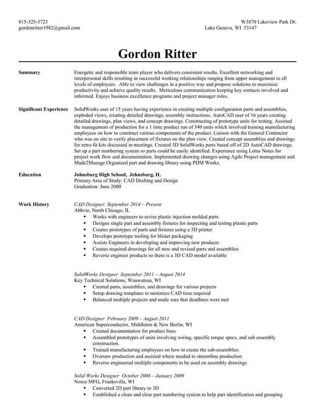 Gordon Ritter Resume | PDF