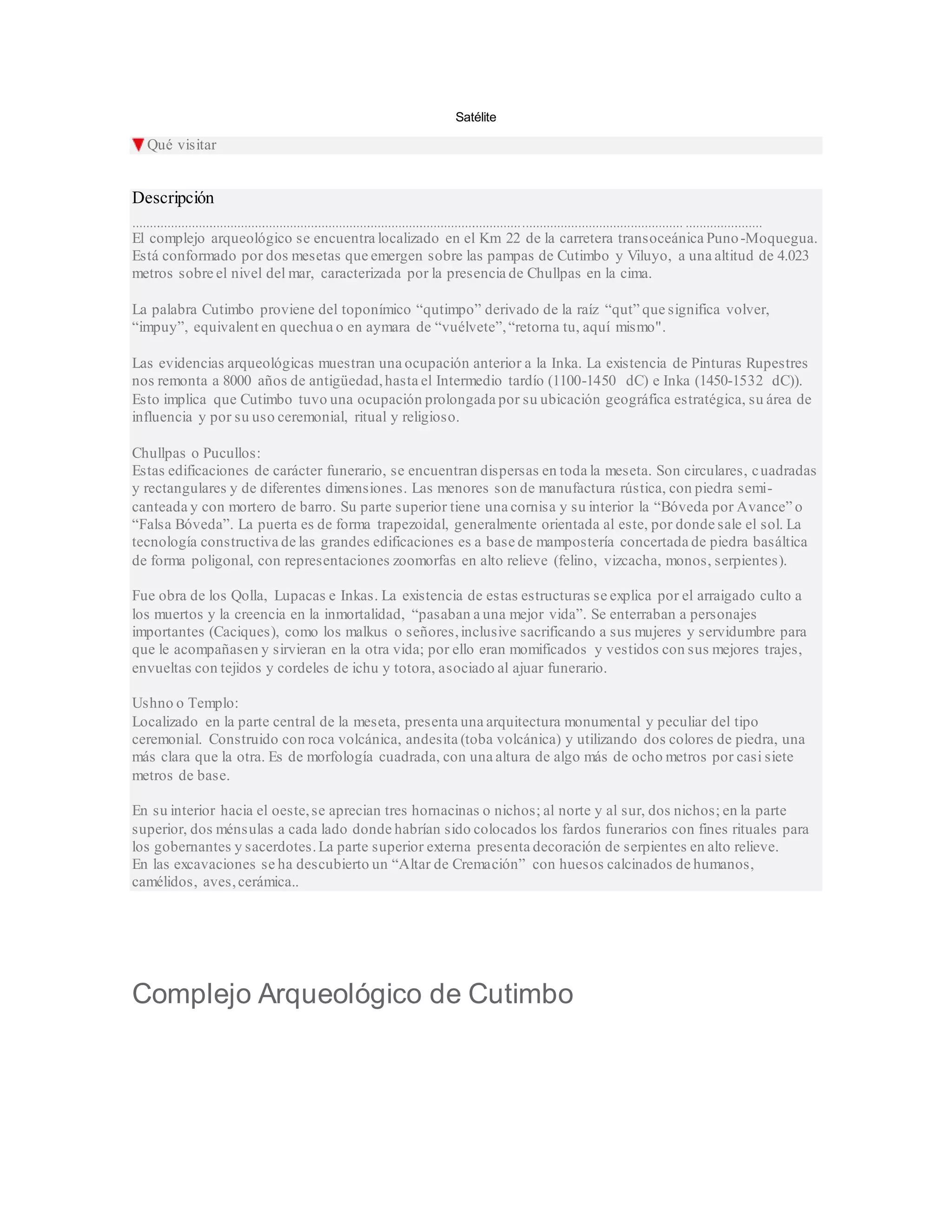 336942449 complejo-arqueologico-de-cutimbo-datos | DOCX