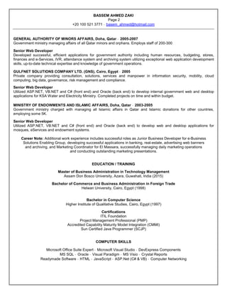 Bassem Ahmed Zaki Resume | PDF | Business Administration | Business