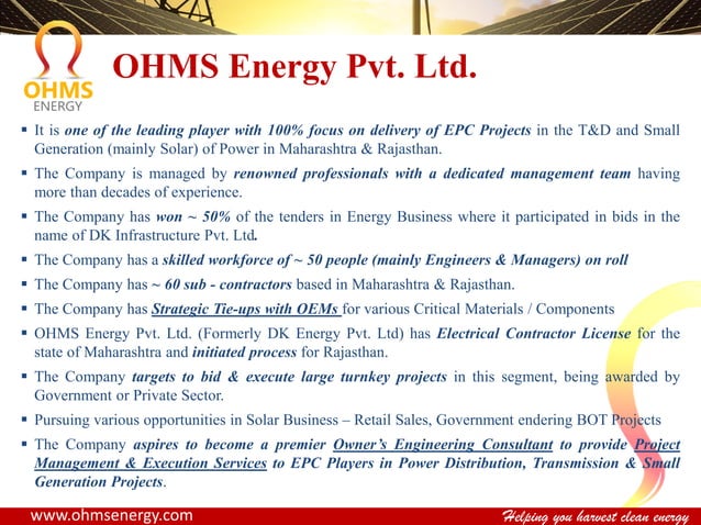 OHMS ENERGY SOLAR | PPT