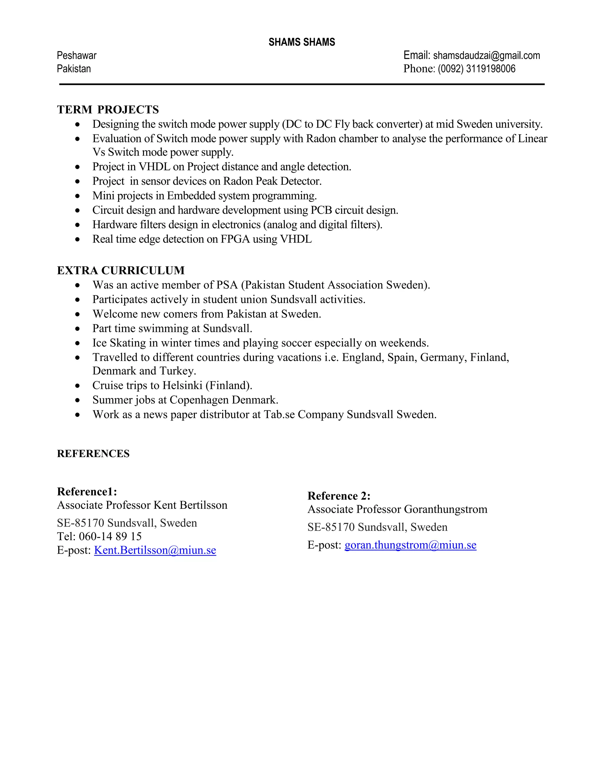 Shams CV | PDF | Computing | Technology & Computing