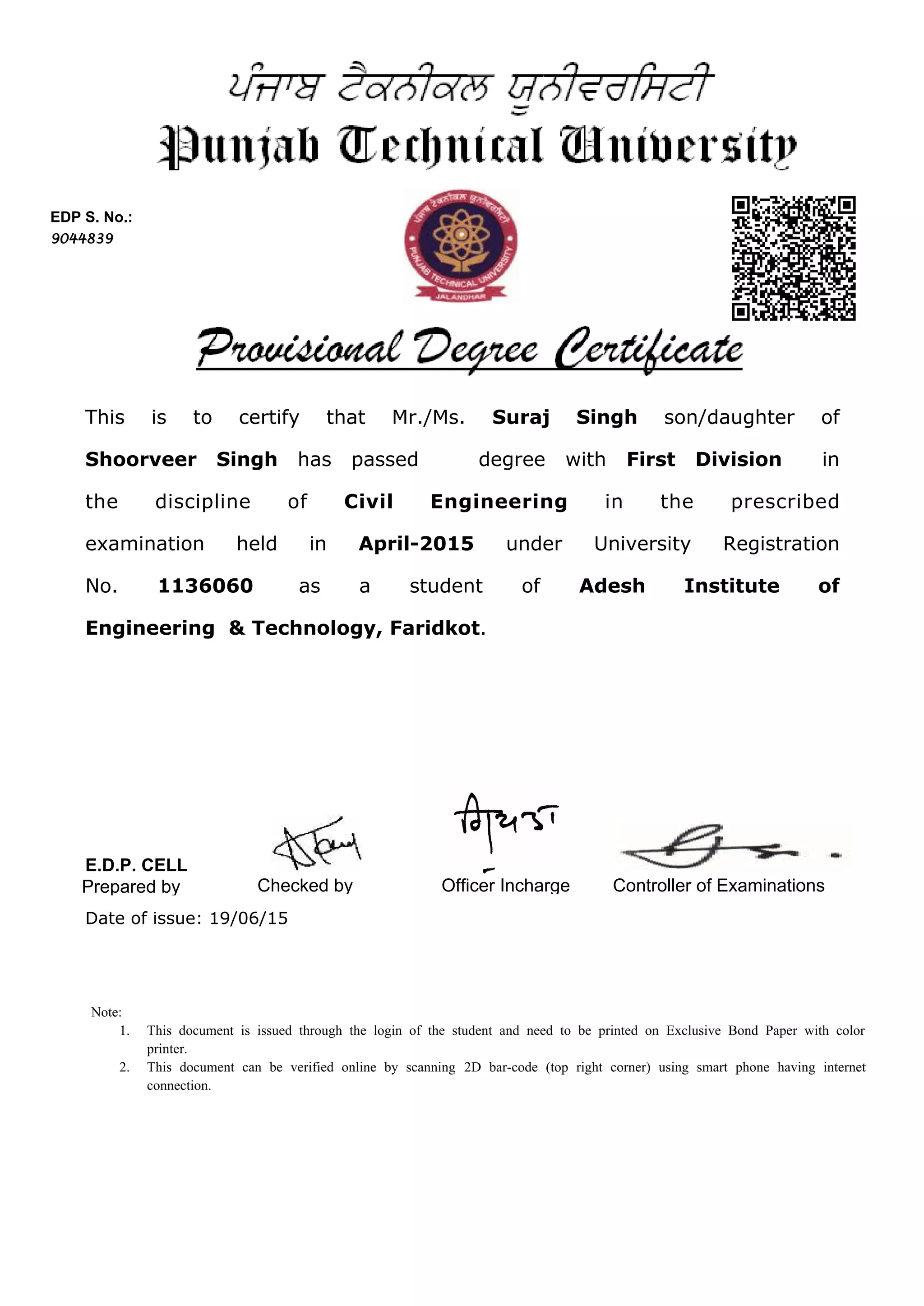 provisional degree | PDF