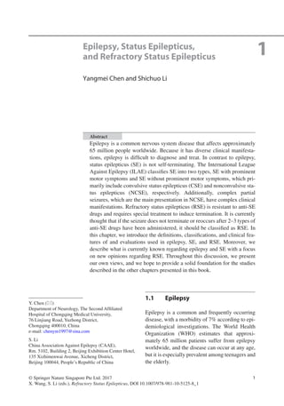 Refractory Status Epilepticus Diagnosis And Treatment Li Shichuo Wang | PDF