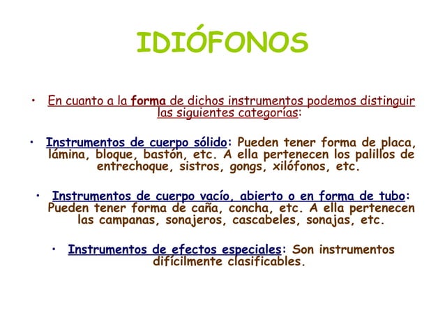 Clasificación de los instrumentos musicales | PPT