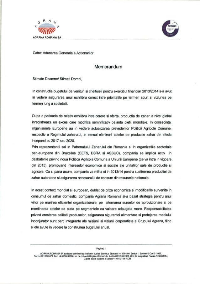 memorandum exemplu