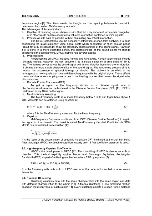 Feature Extraction Analysis for Hidden Markov Models in Sundanese Speech Recognition | PDF