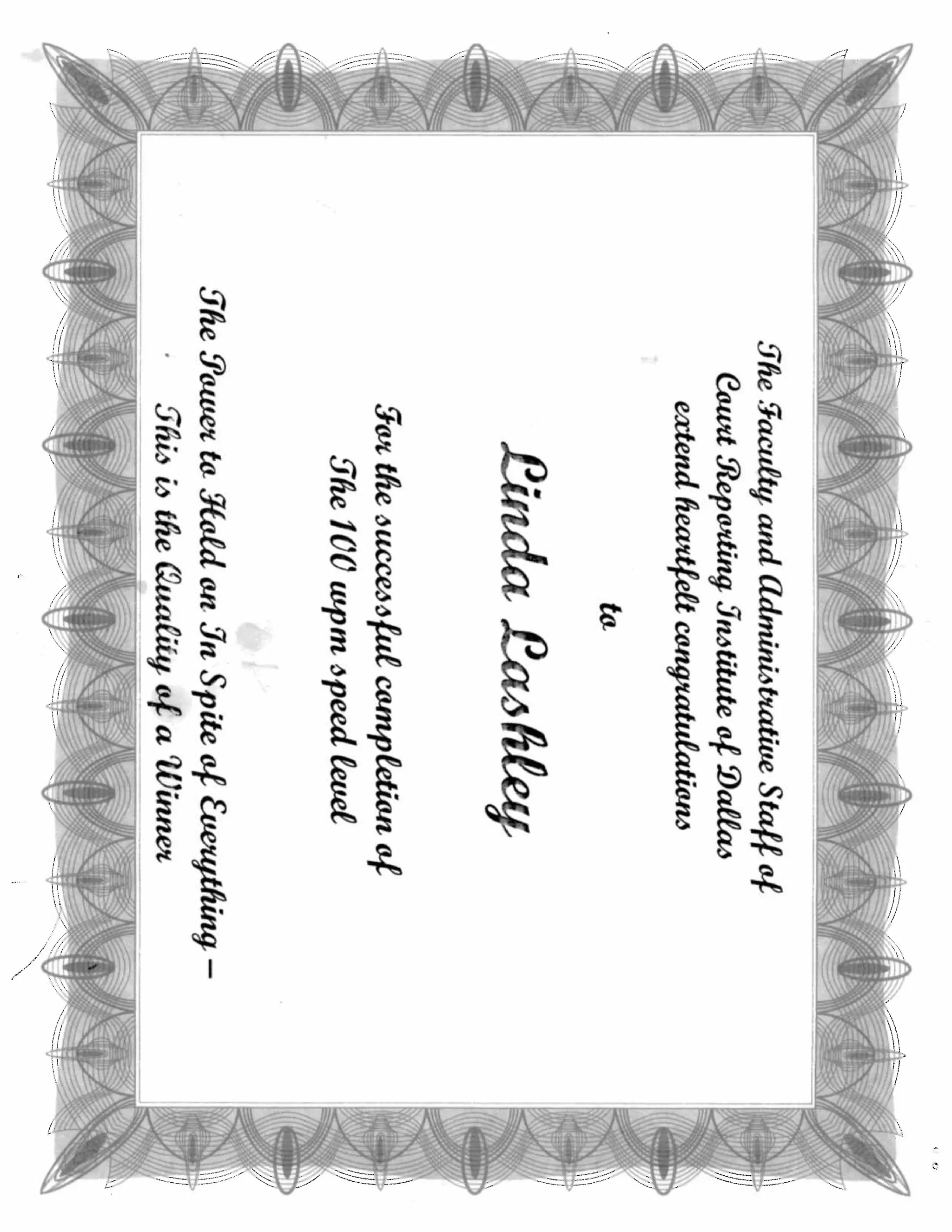 100 wpm certificate | PDF