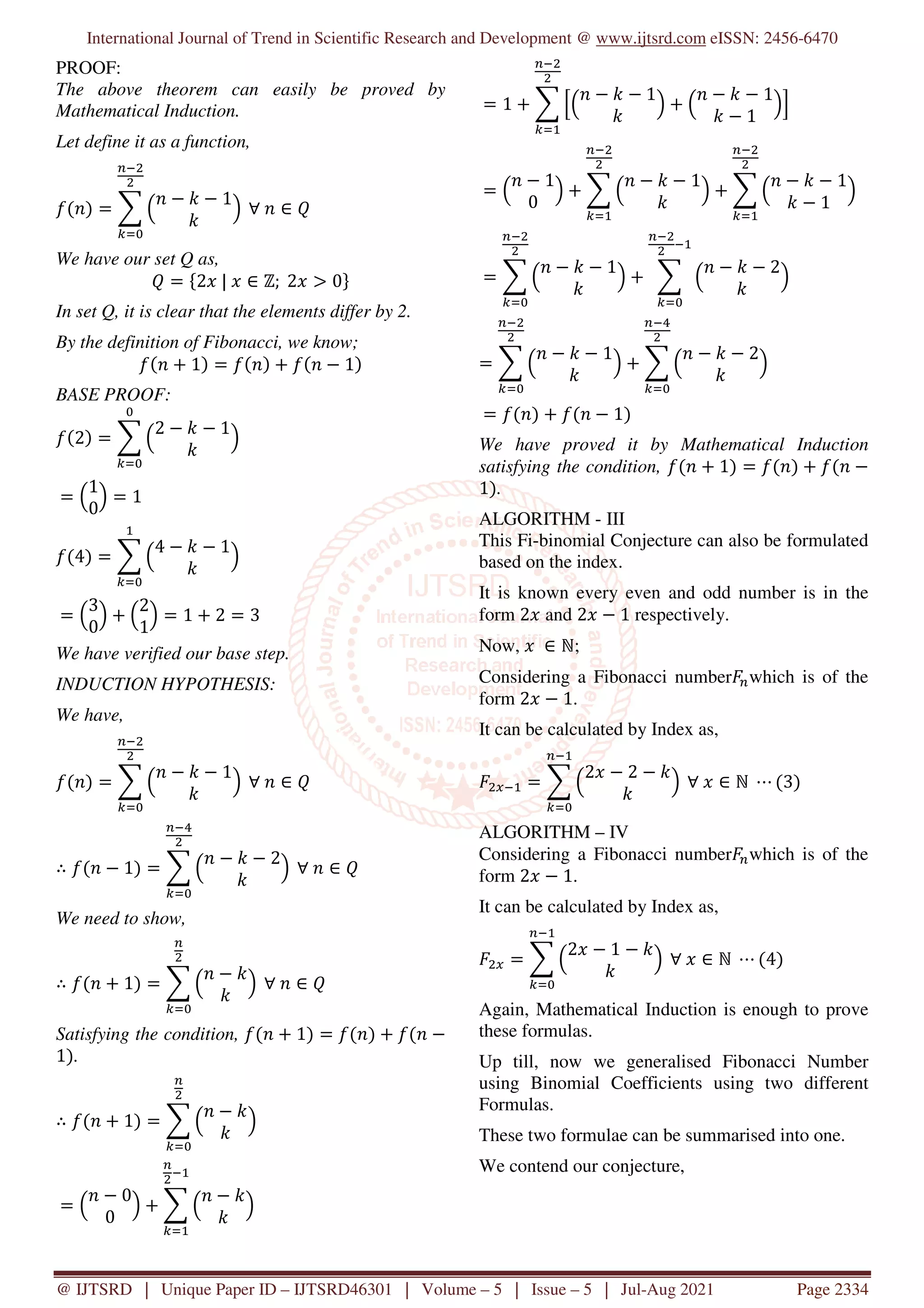 Generalization Of Fibonacci Numbers With Binomial Coefficients And