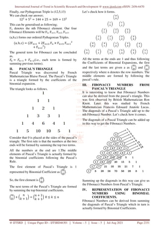 Generalization of Fibonacci Numbers with Binomial Coefficients and Figurate Numbers | PDF ...