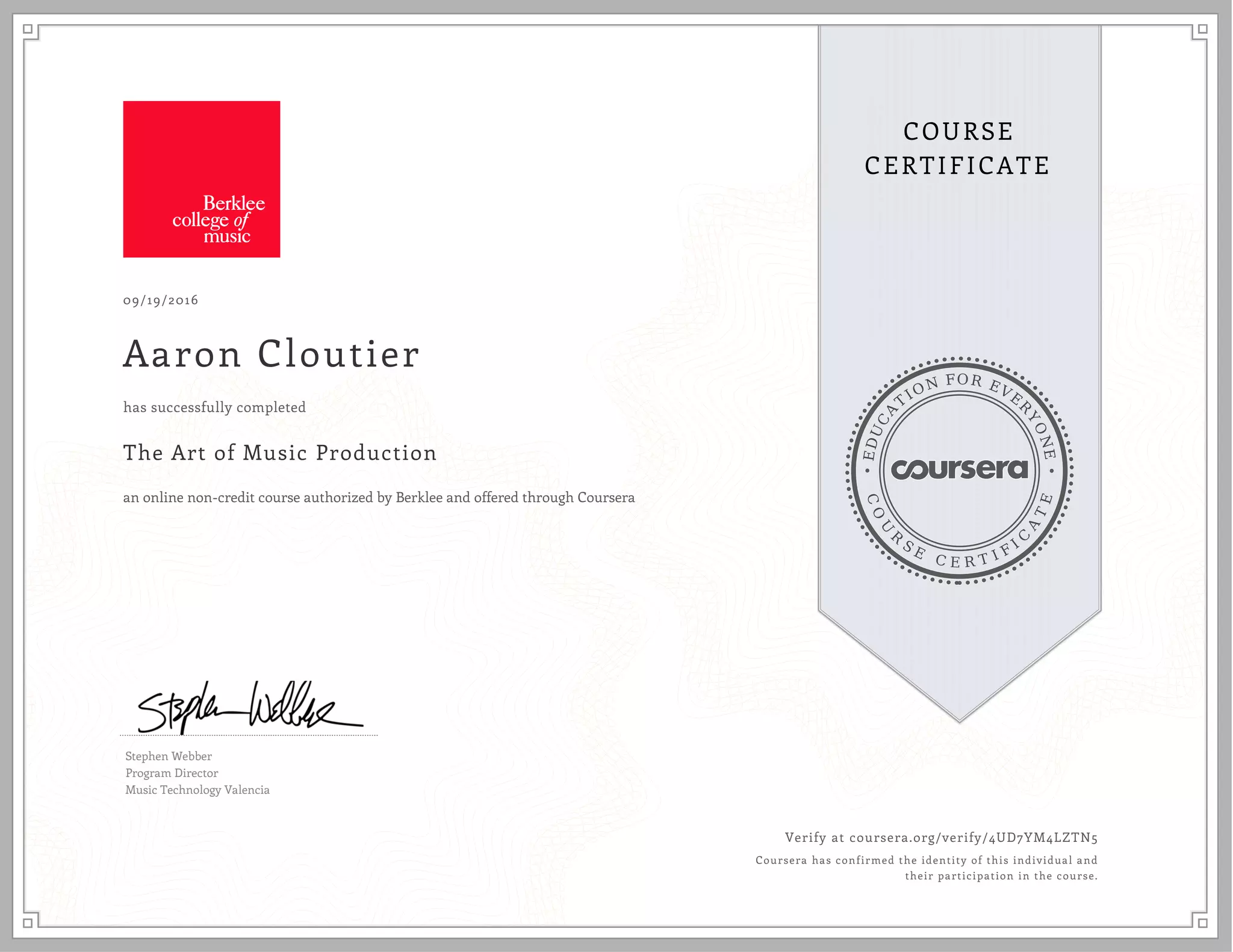 Coursera The Art of Music Production Certification | PPT