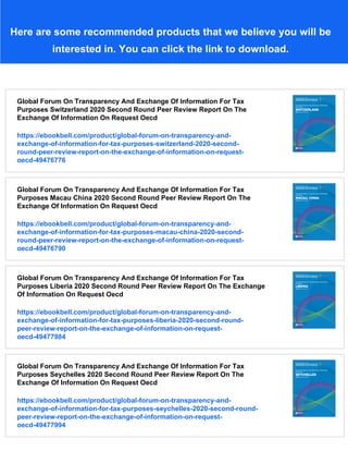 Global Forum On Transparency And Exchange Of Information For Tax ...