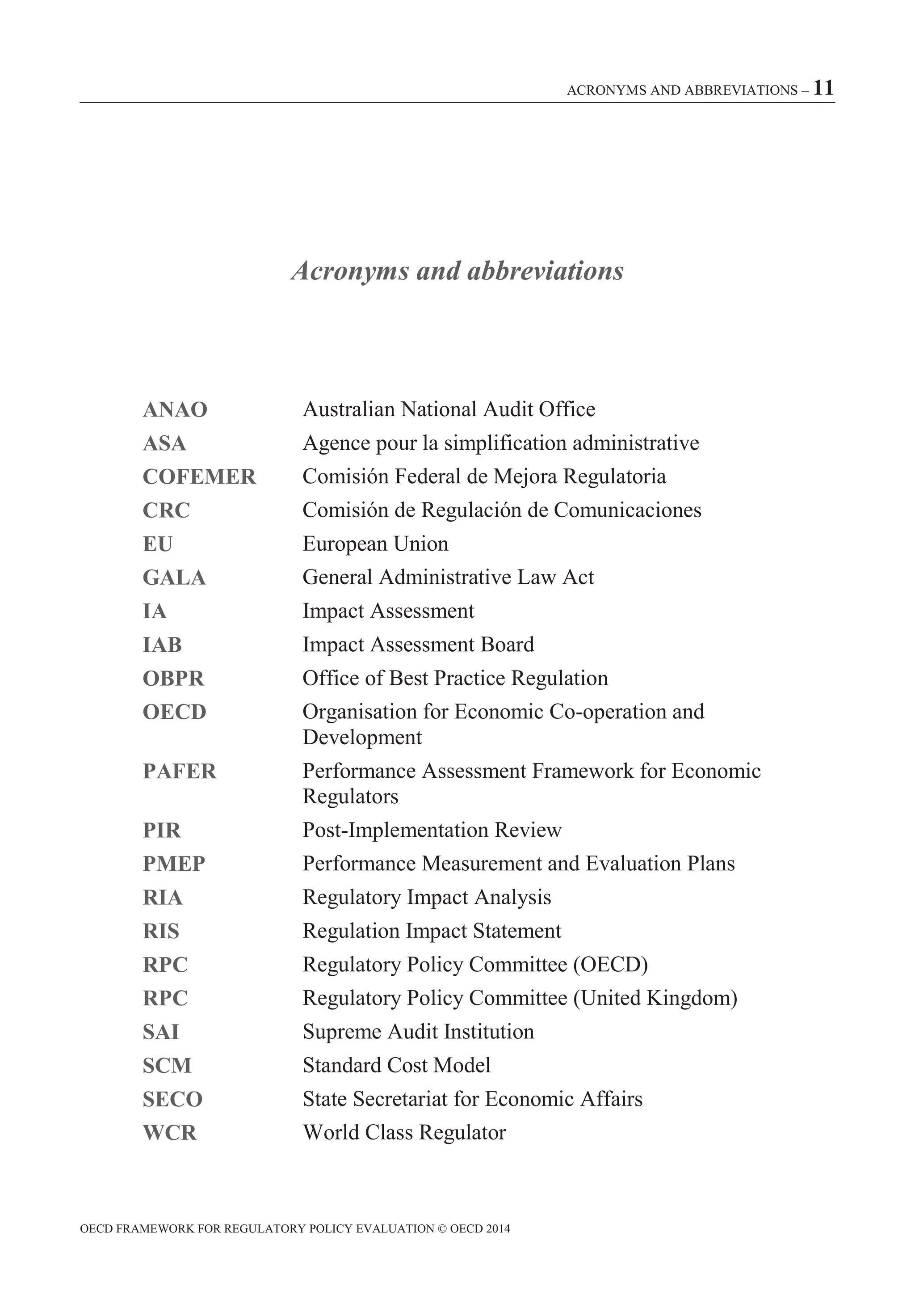 Oecd Framework For Regulatory Policy Evaluation Oecd | PDF