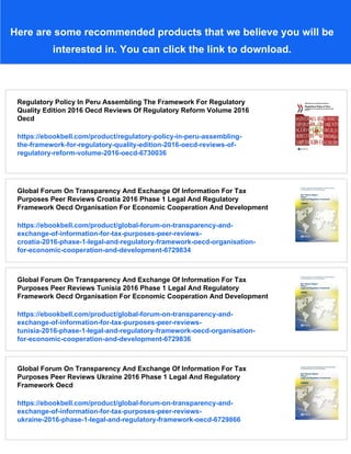 Oecd Framework For Regulatory Policy Evaluation Oecd | PDF