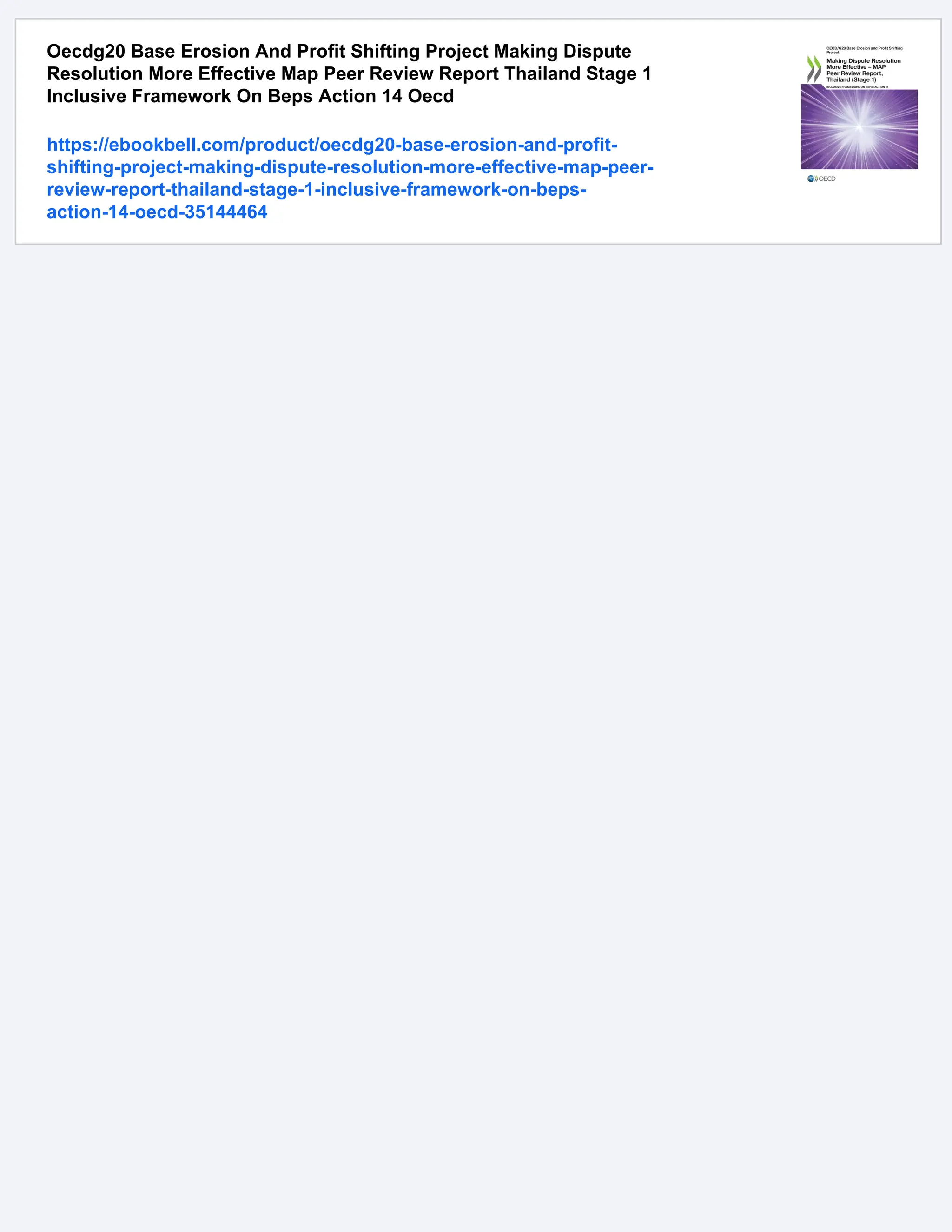 Oecdg20 Base Erosion And Profit Shifting Project Oecd | PDF