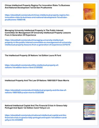 National Intellectual Property Systems Innovation And Economic ...
