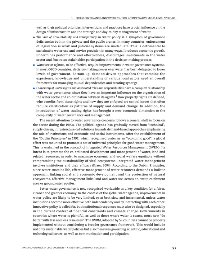 Water Governance In Oecd Countries A Multilevel Approach Oecd | PDF