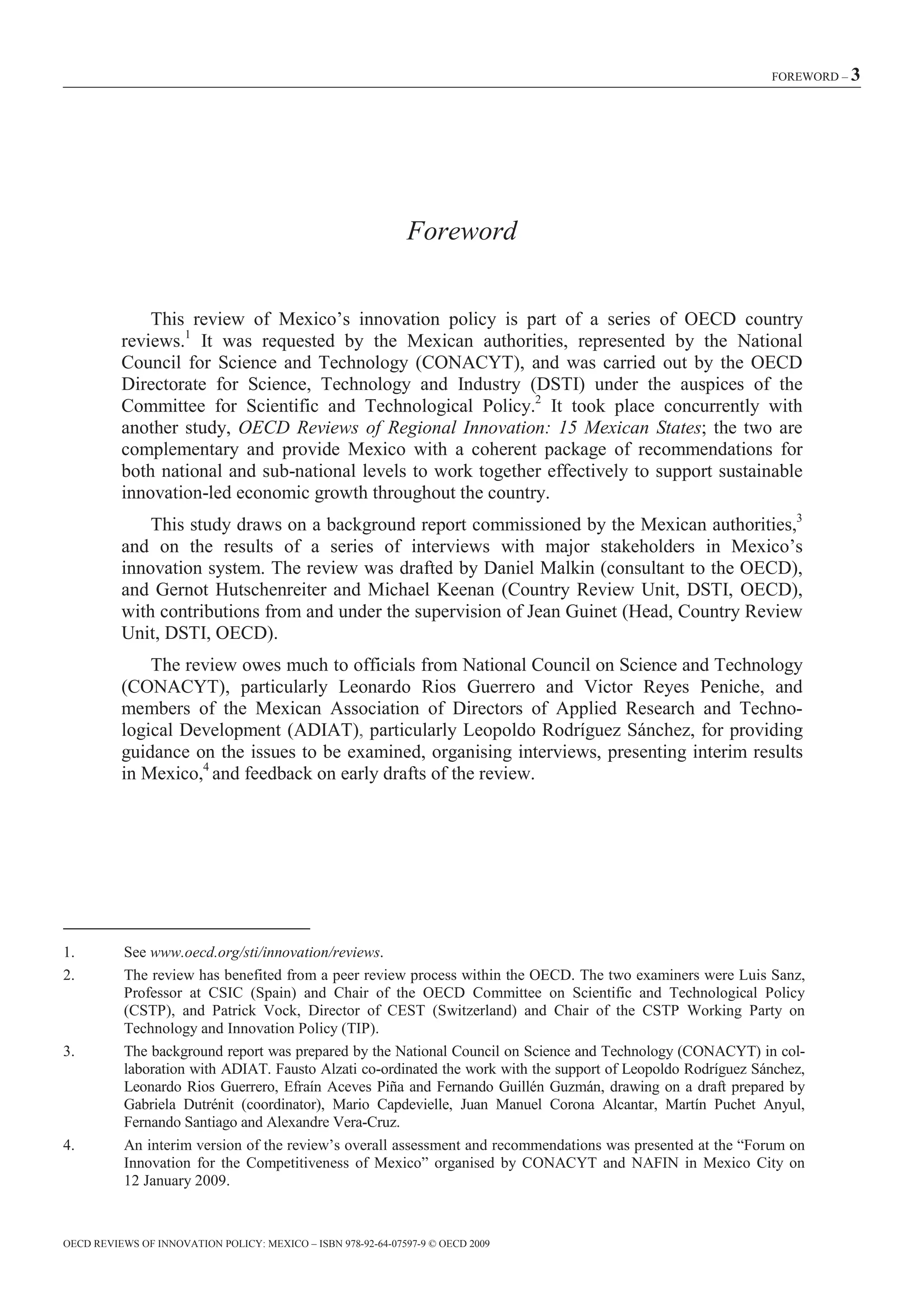 Oecd Reviews Of Innovation Policy Mexico 2009 Oecd | PDF