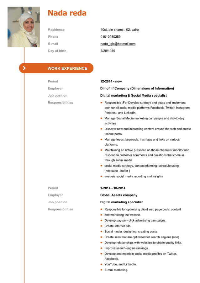 CV_nada-reda-1 (2) | PDF | Web Development | Internet