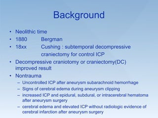 338 Indications and technique for cranial decompression after traumatic ...