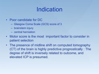 338 Indications and technique for cranial decompression after traumatic ...