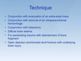 338 Indications and technique for cranial decompression after traumatic ...