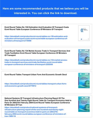 Ecmt Round Tables No 127 Time And Transport Oecd | PDF