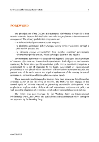Oecd Environmental Performance Review Italy 2002 Oecd | PDF