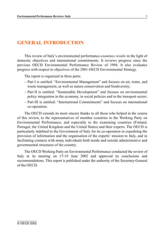 Oecd Environmental Performance Review Italy 2002 Oecd | PDF