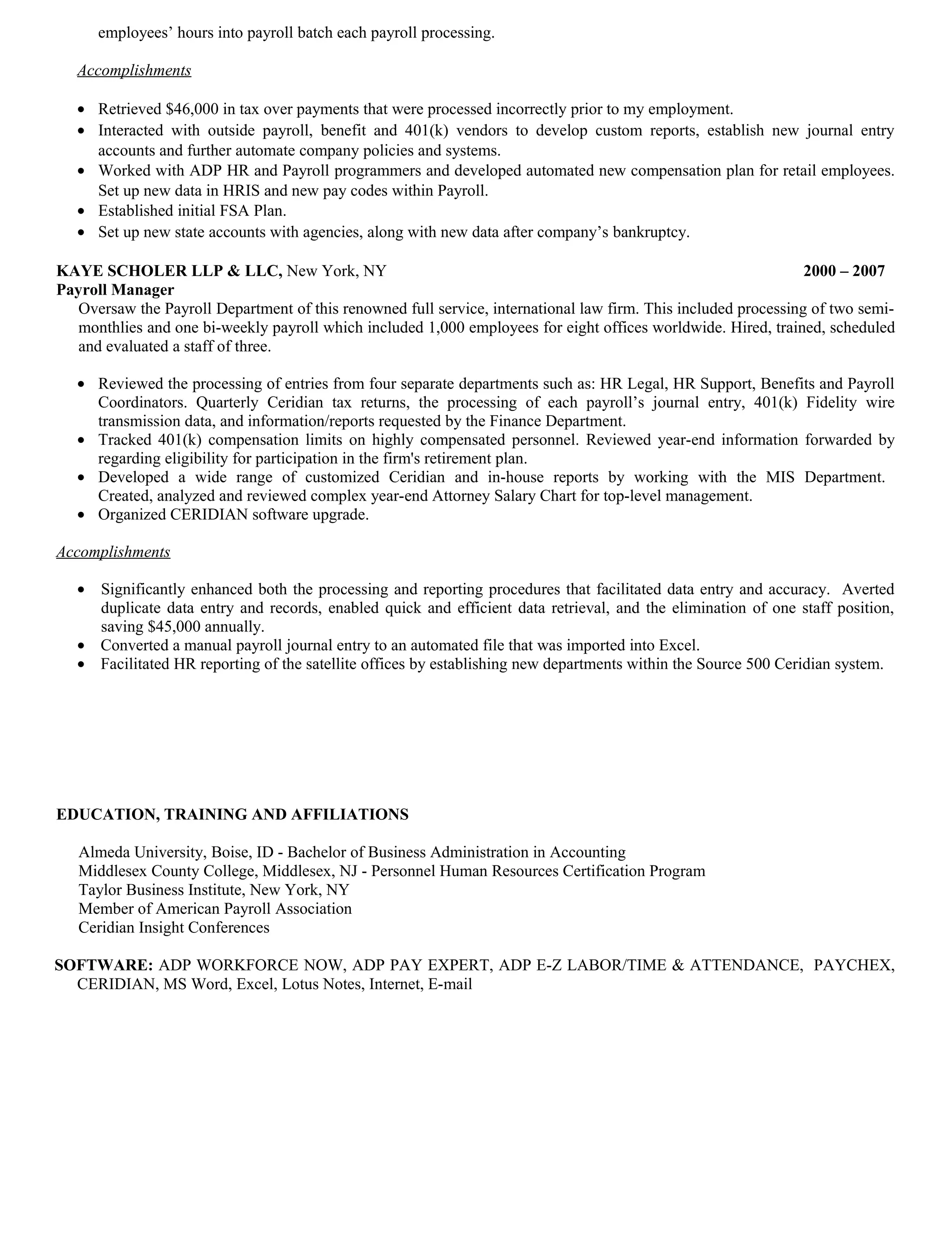 DIANERESUMEDIANEFINAL2015TEST | DOC | Business Accounting & Finance ...