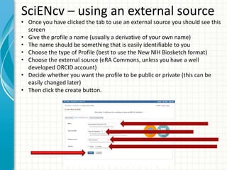 The Biosketch format, SciENcv and the paper | PPTX