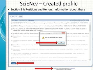 The Biosketch format, SciENcv and the paper | PPTX