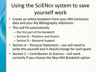 The Biosketch format, SciENcv and the paper | PPTX | Desktop Publishing ...