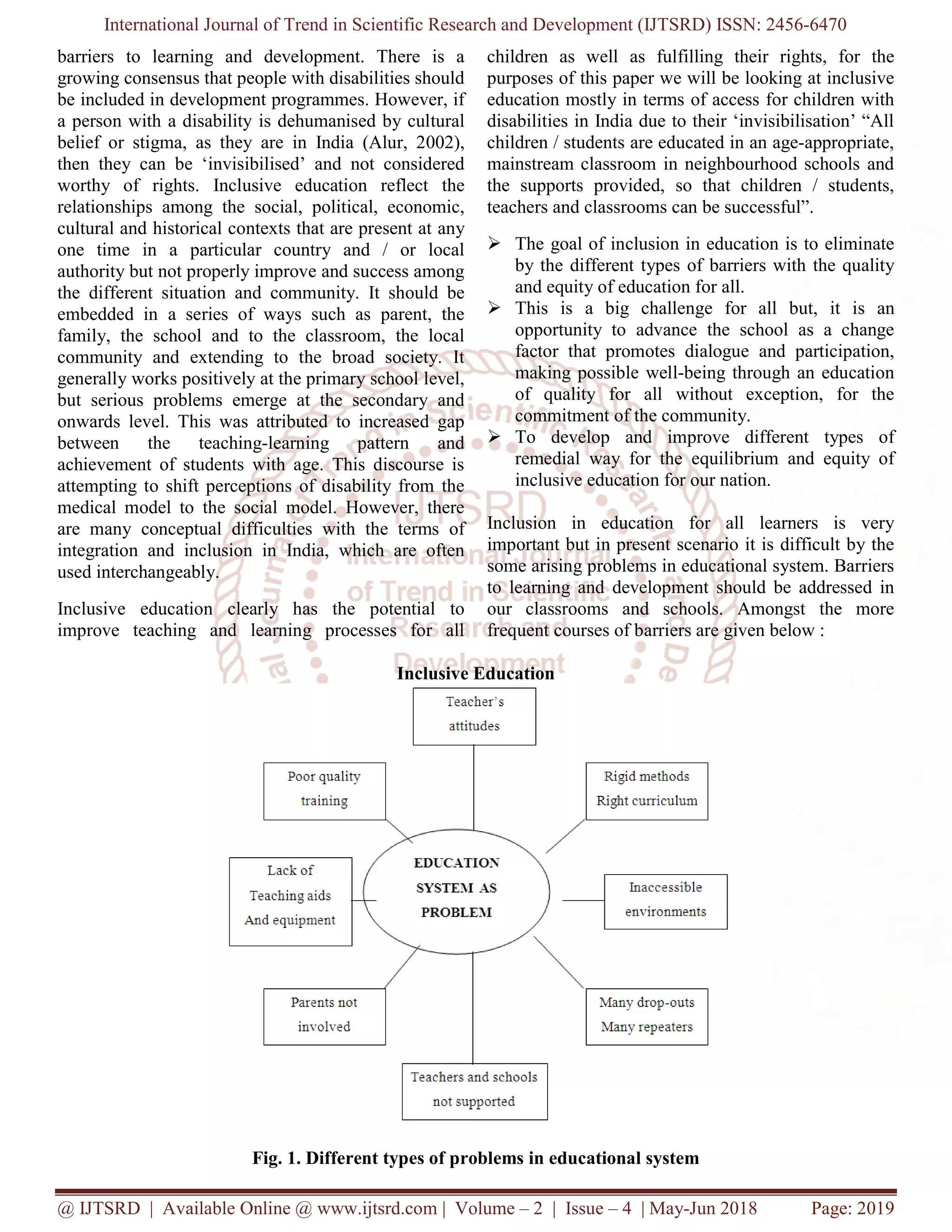 Barriers and Opportunities of Inclusive Education in Present ...