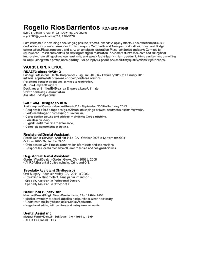 Rogelio Rios RDAEF2 | DOCX | Dental Health | Diseases and Conditions