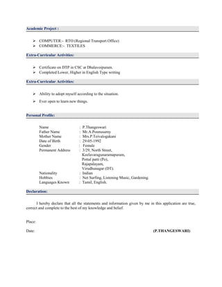 Thangeswari Resume | DOC