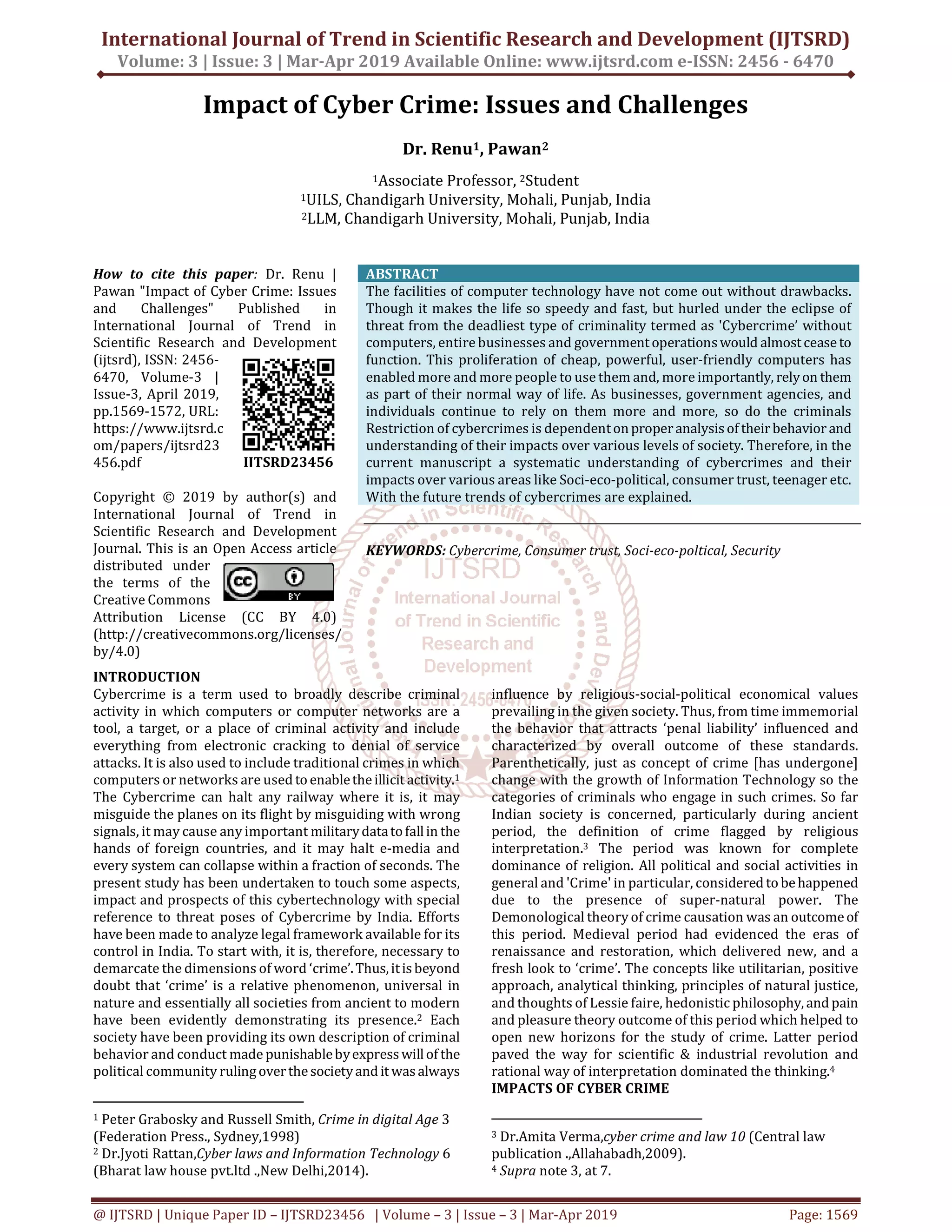 Impact of Cyber Crime Issues and Challenges | PDF