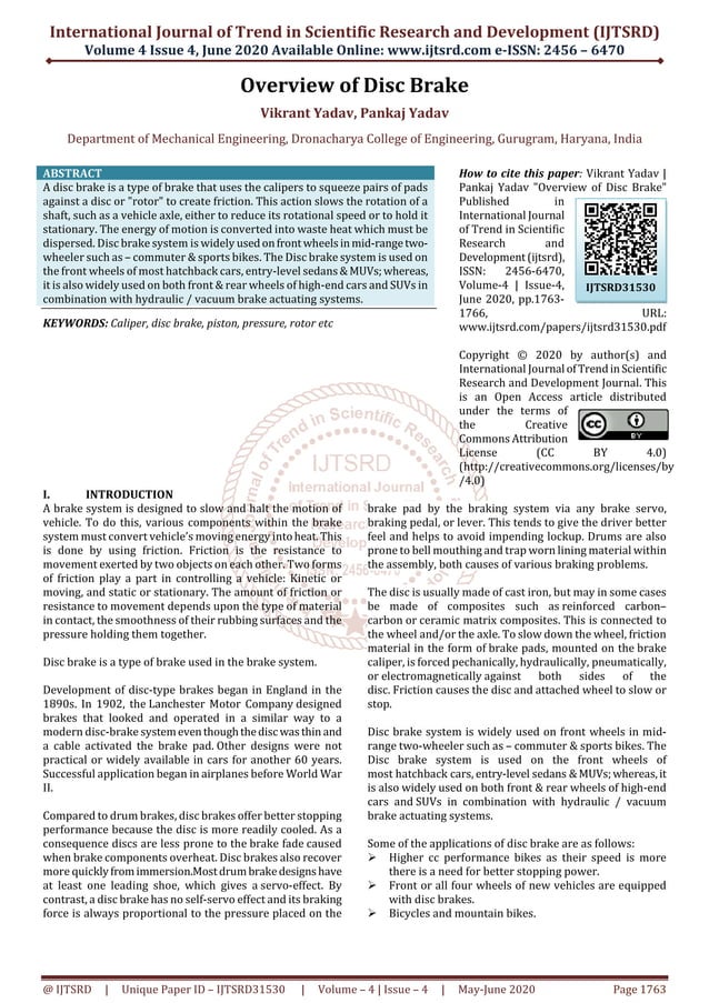 Overview of Disc Brake | PDF