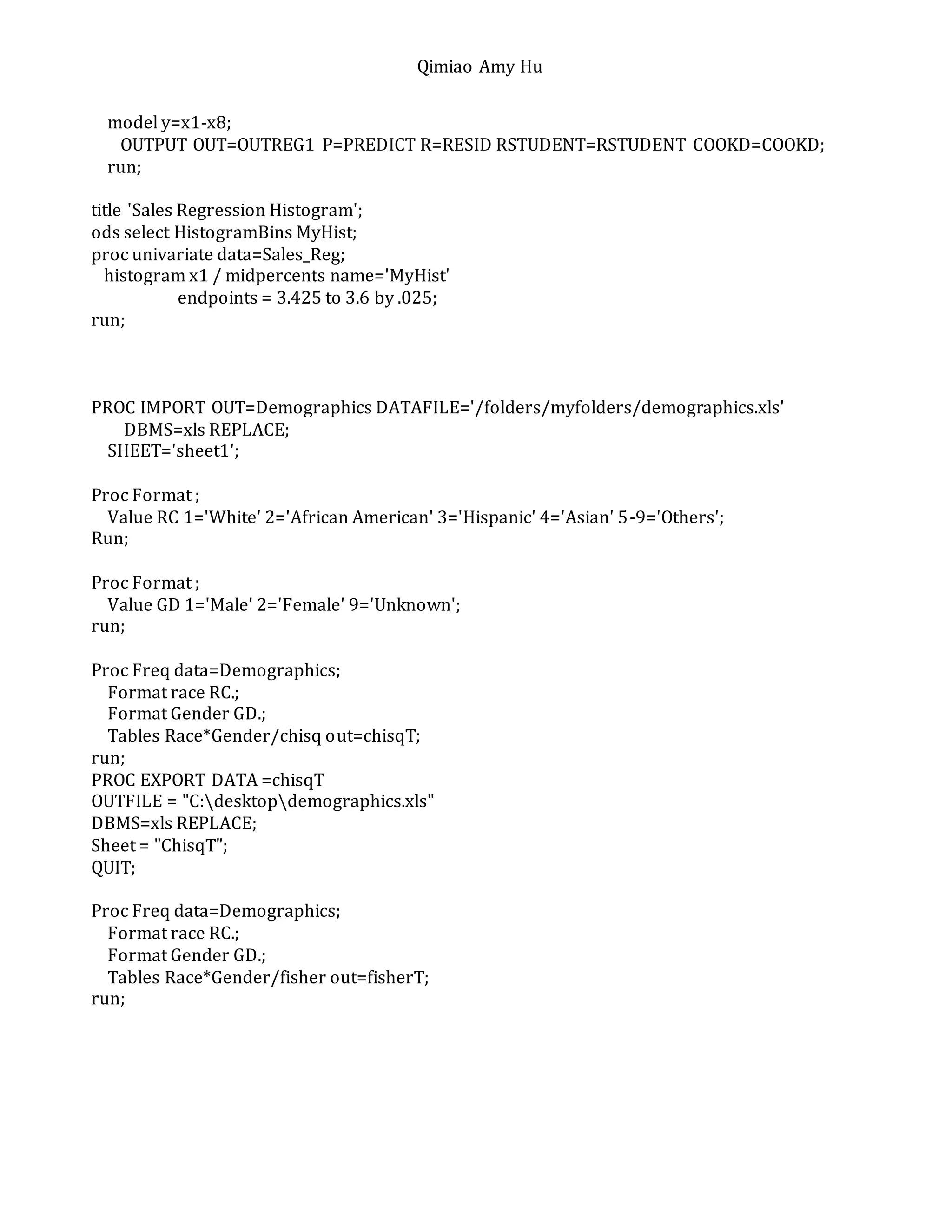 SAS & SPSS Sample Codes | PDF