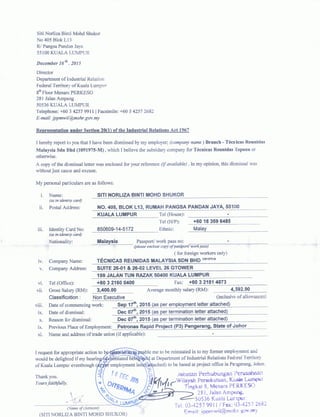 Representasi Bertulis Sek.20(1) bertarikh 161215 | PDF