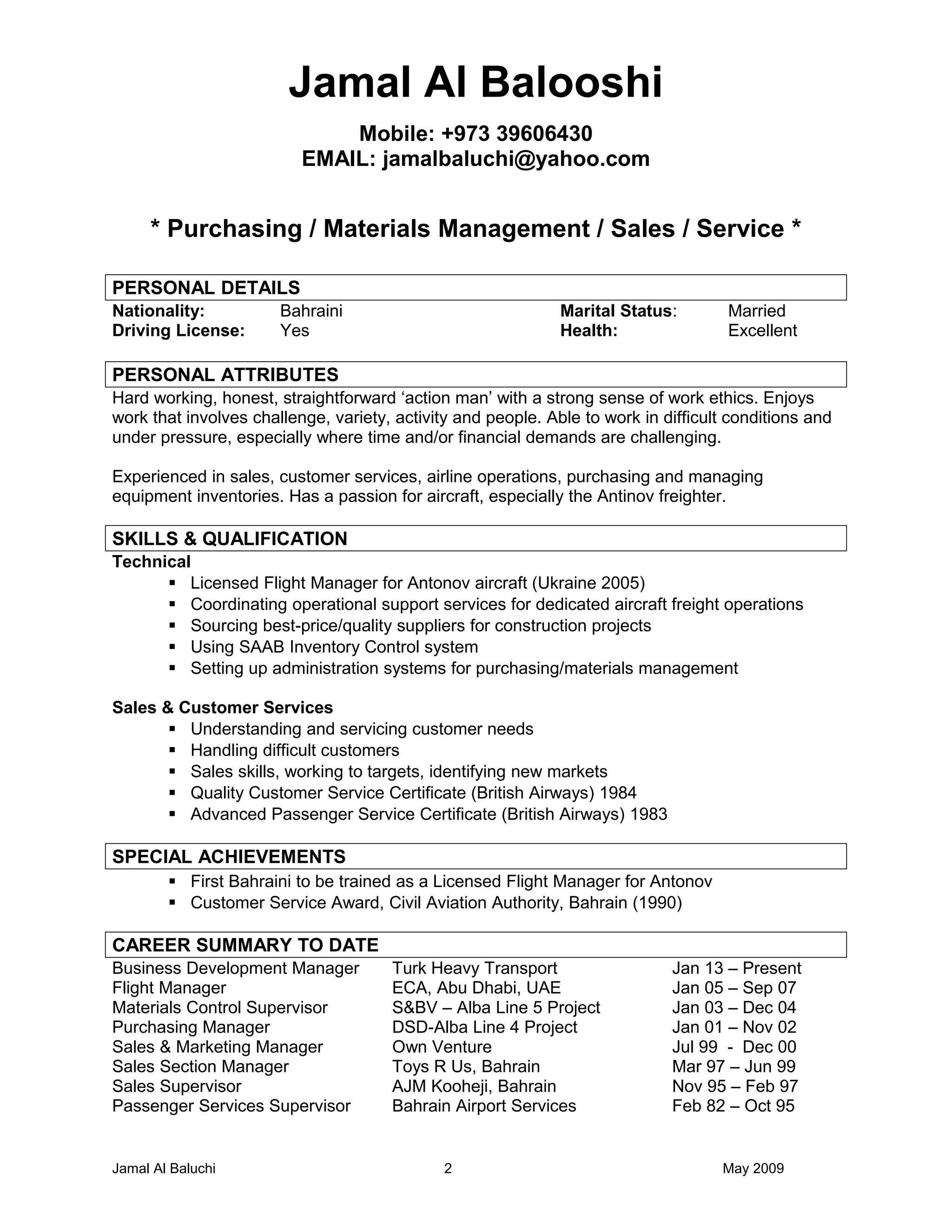 CV Jamal Al Baluchi May09 v0.3 | DOC