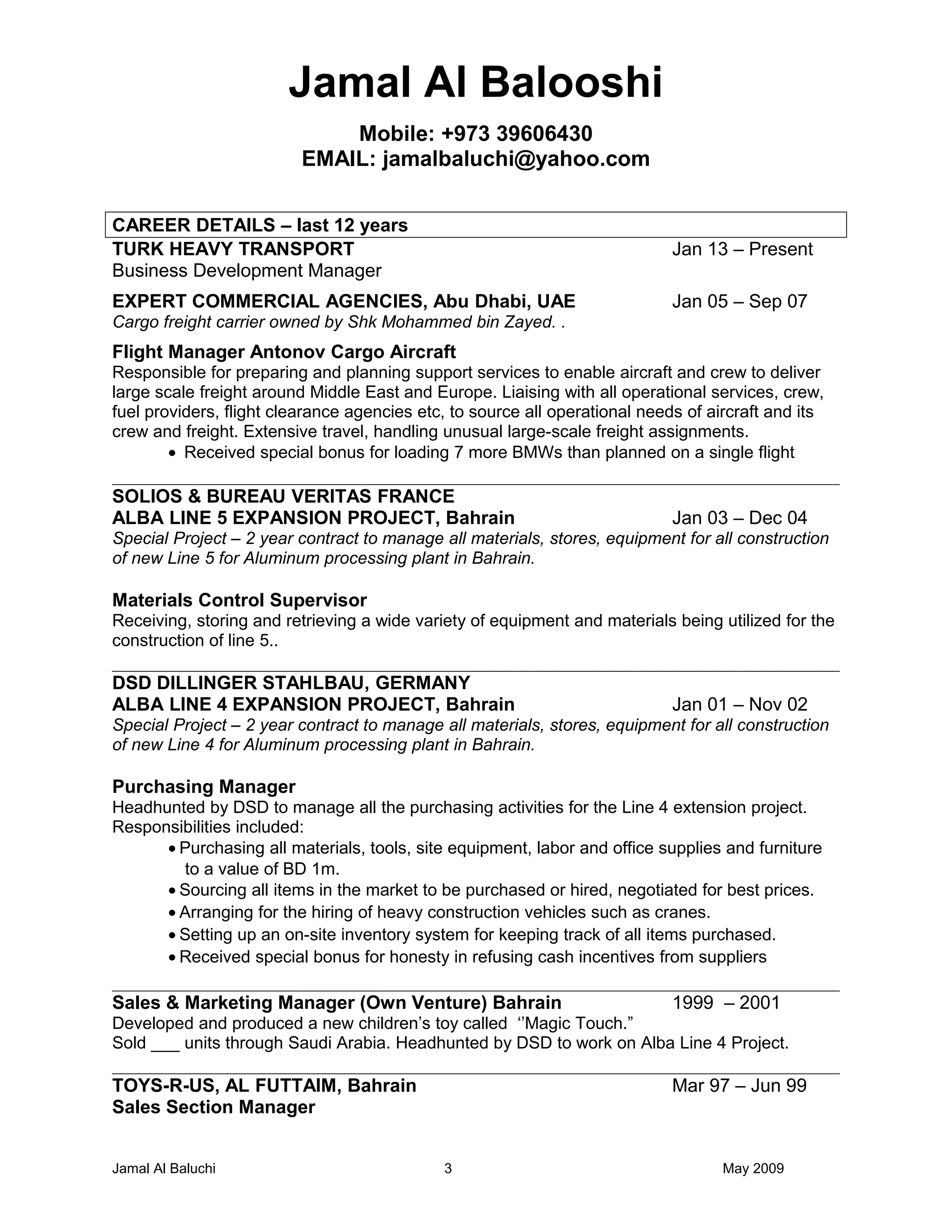 CV Jamal Al Baluchi May09 v0.3 | DOC